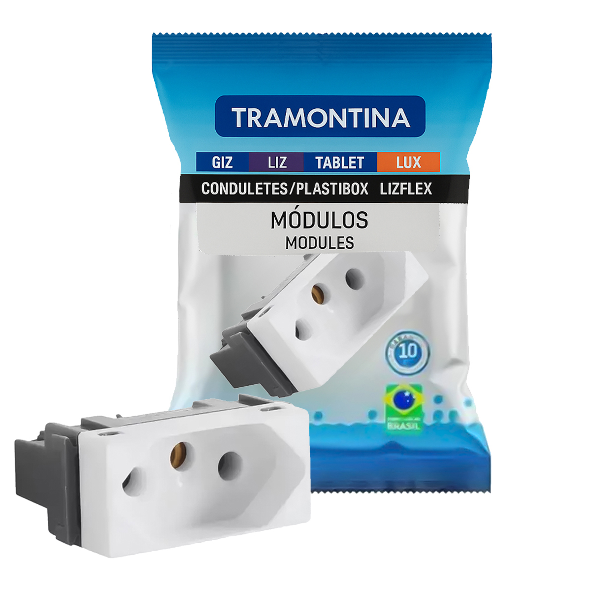 Módulo Tomada Simples 2P+T 20A Branca 57115/038 - Loja Eletrocenter