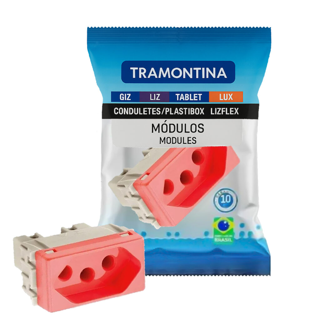 Tomada Redonda Embutir 2P+T 10A Preta Com Haste Blux - Loja Eletrocenter